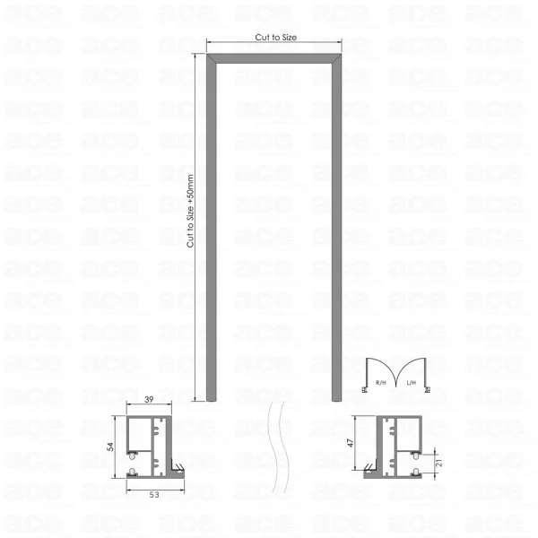 30-DF - Single Glazed Aluminium Door Frame For Glass and Timber Doors